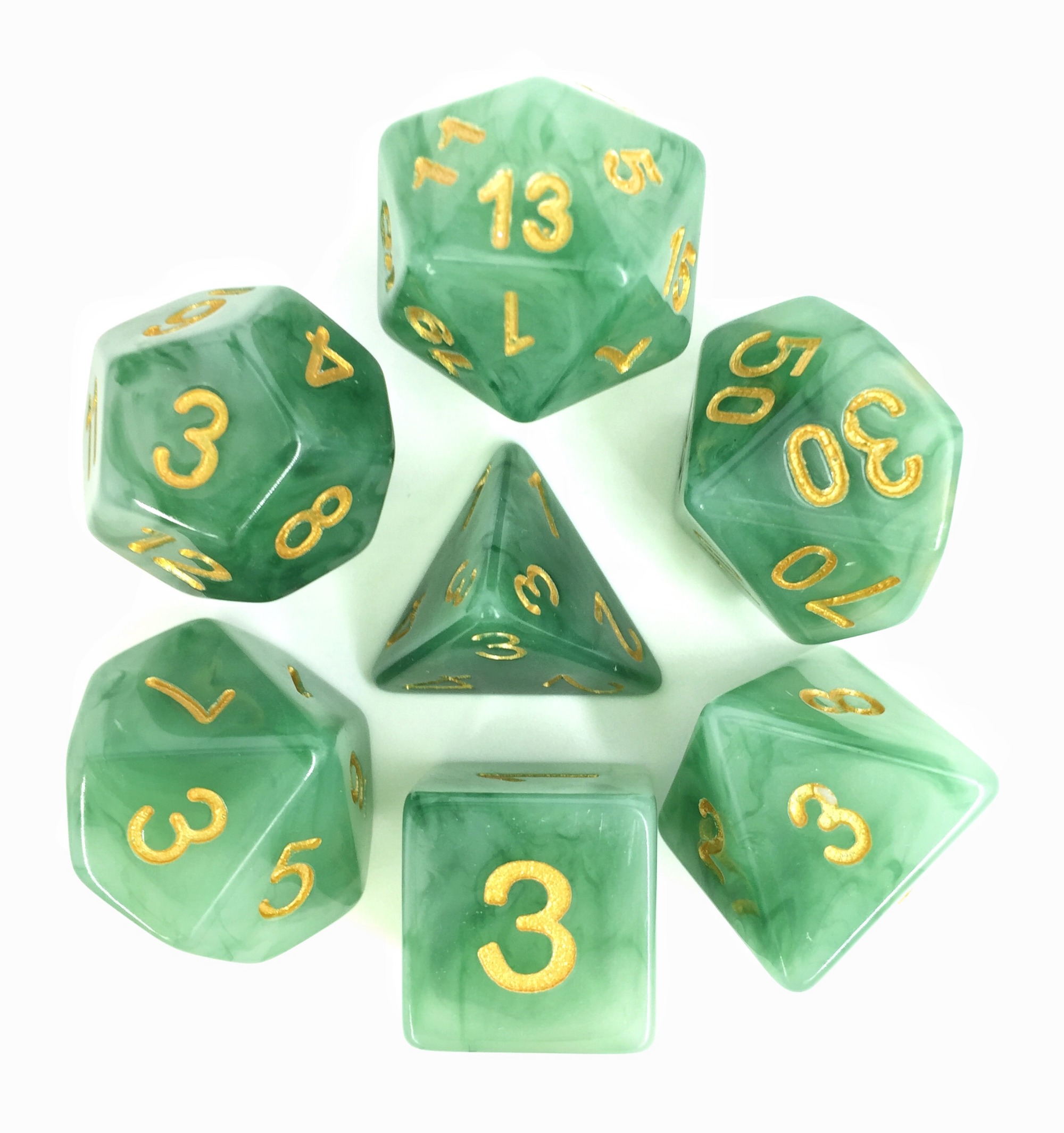 Green Jade Dice Set