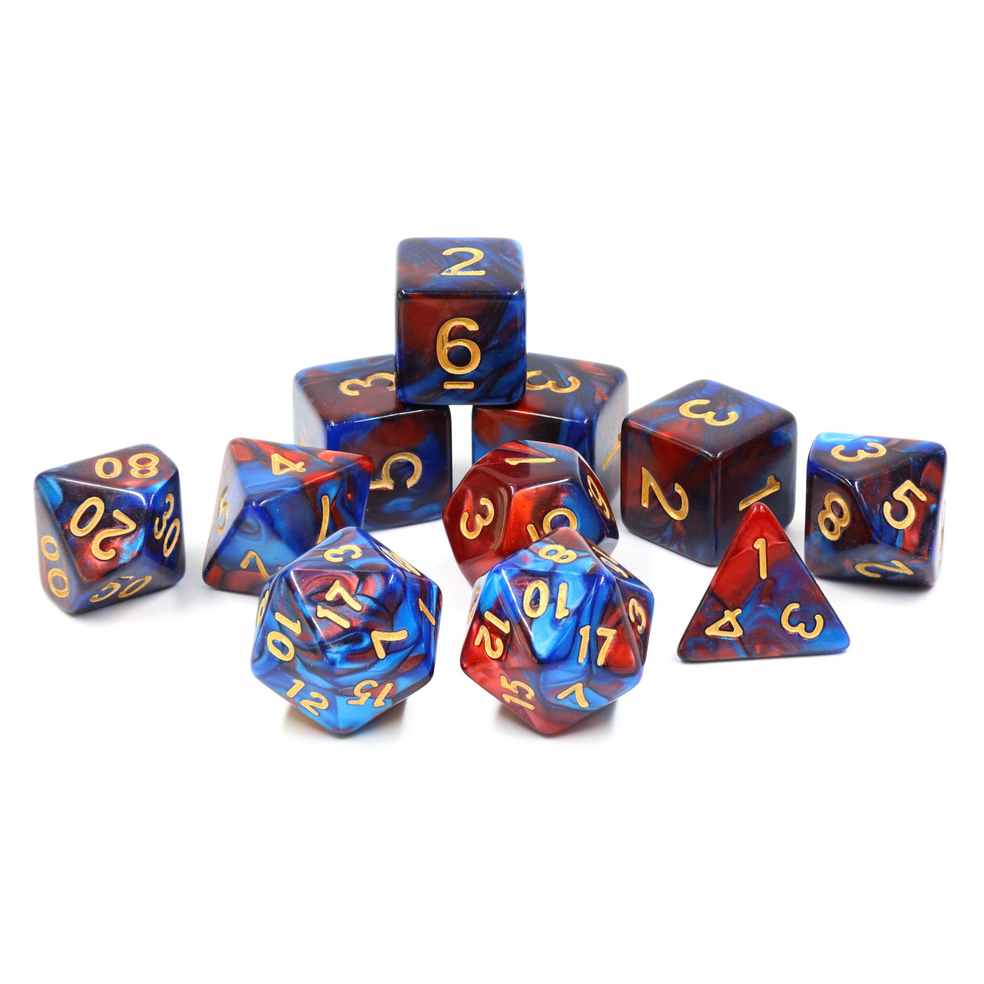 (Red+Blue) Blend Color Dice-11 pcs set,11 pcs Dice Set