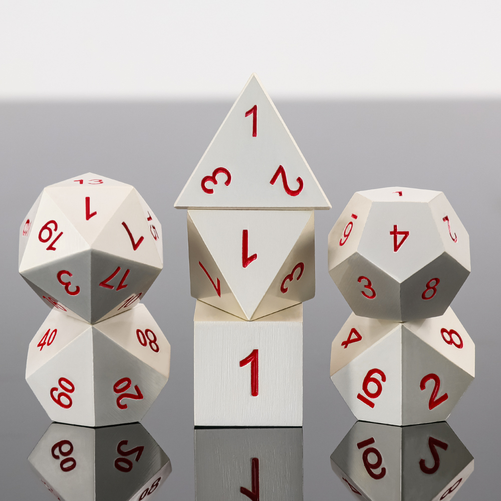 White Metal Dice-Red font